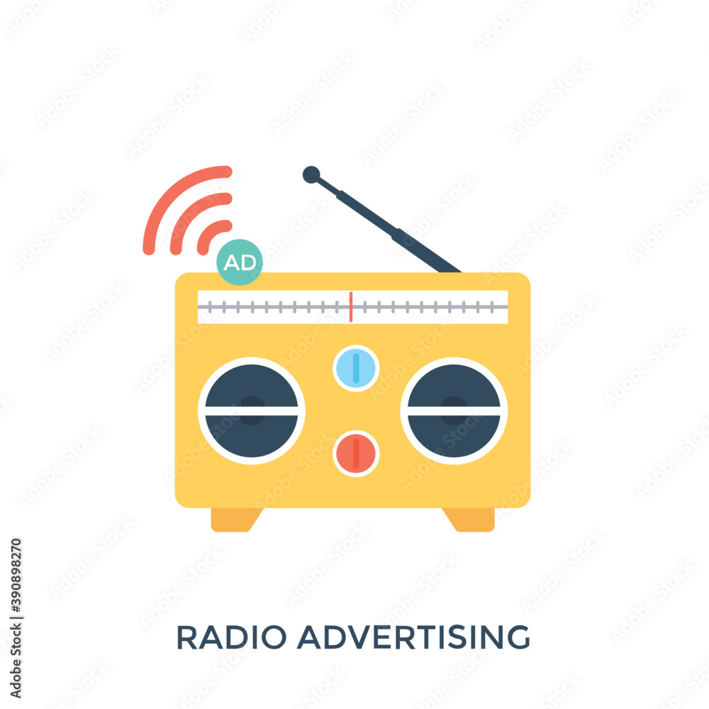 Radio broadcasting, radio advertising vector illustration Stock Vector ...