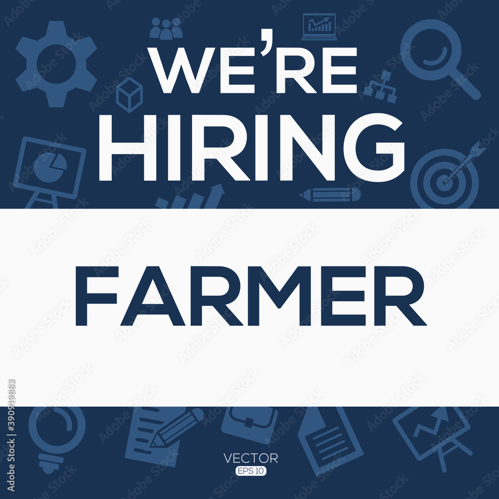 Vecteur Stock creative text Design (we are hiring Farmer),written in ...