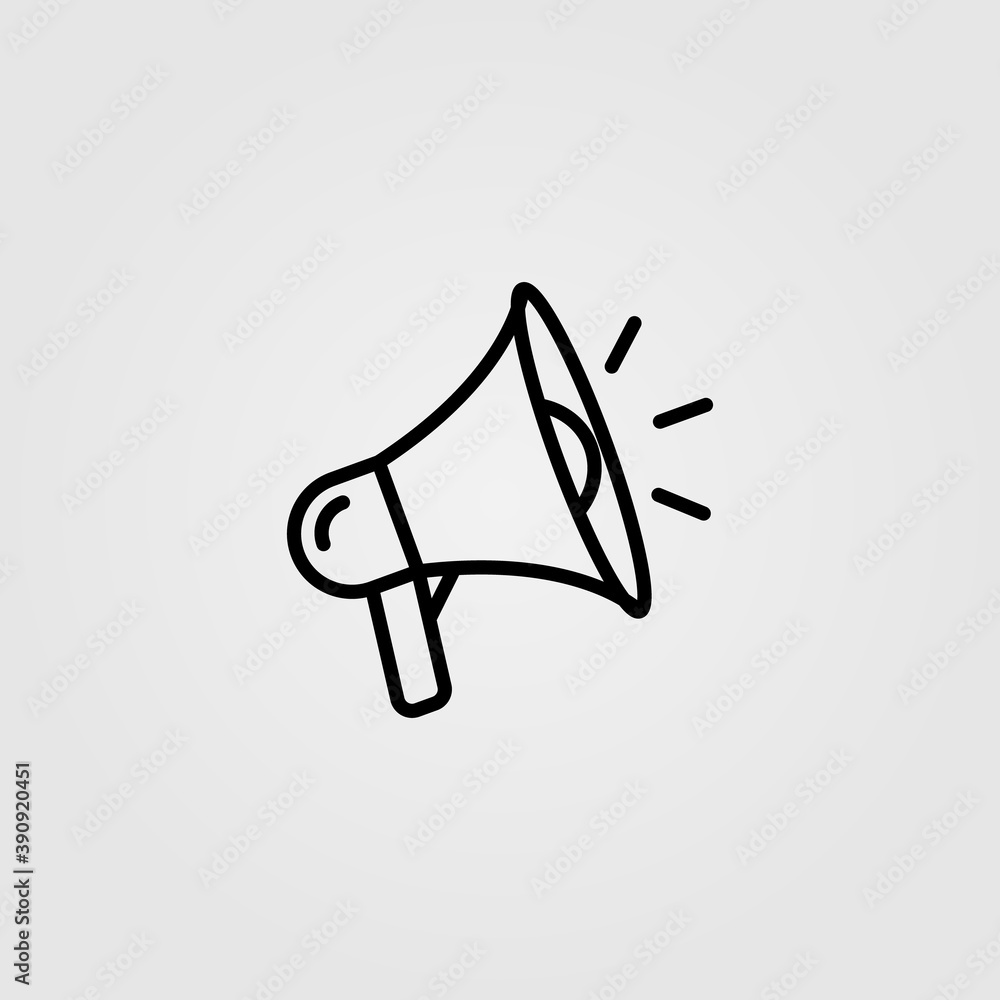 Megaphone, bullhorn line icon, outline vector sign. Loudspeaker symbol ...