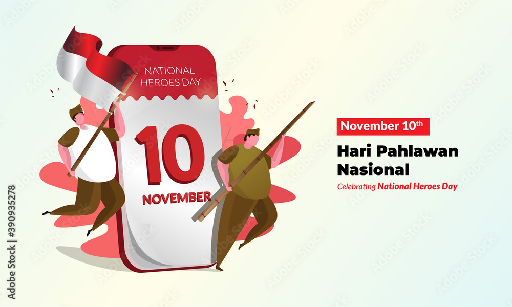 November 10th with two young soldier illustration to celebrate of Hari ...