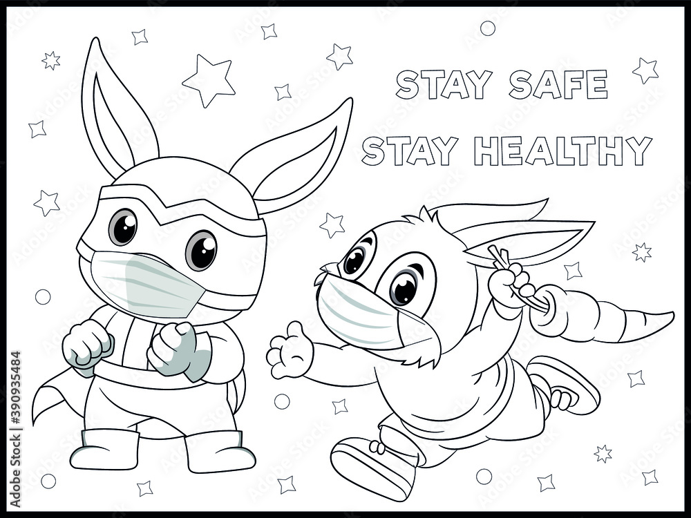 Cute cartoon animals wearing face medical mask. Covid-19 protection ...