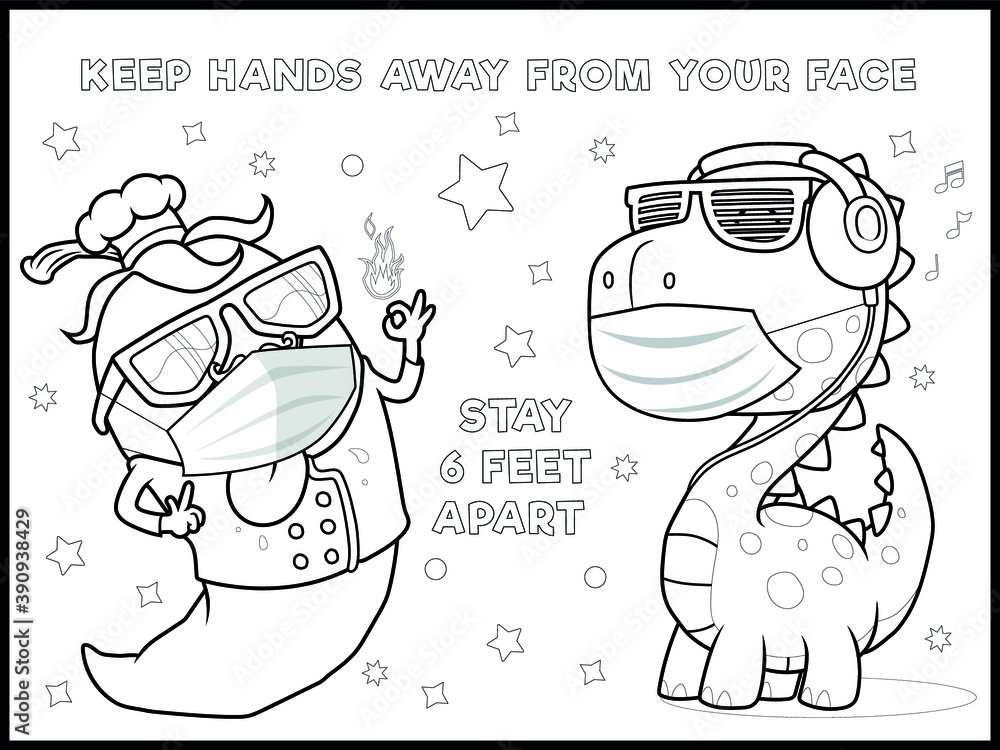 Cute cartoon animals wearing face medical mask. Covid-19 protection ...