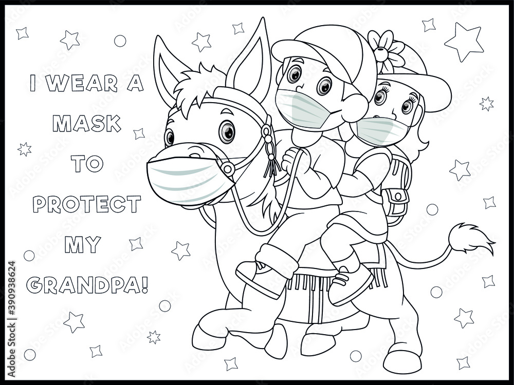 Cute cartoon animals wearing face medical mask. Covid-19 protection ...