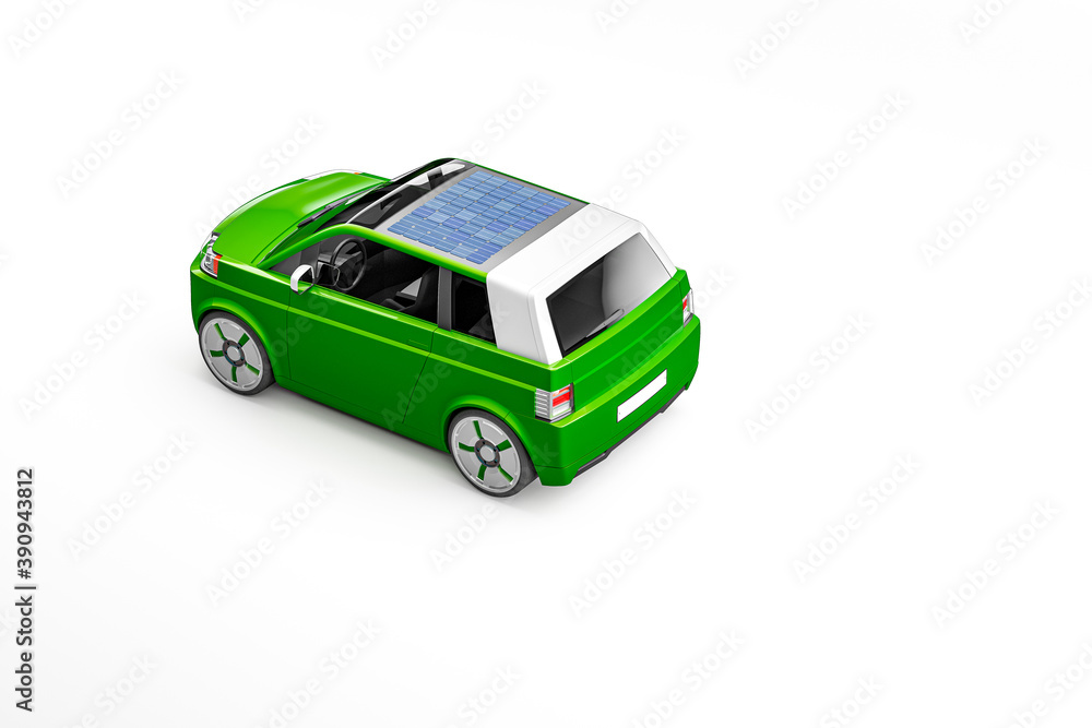 green car isolated on white background. Generic Electric Car, Hybrid ...