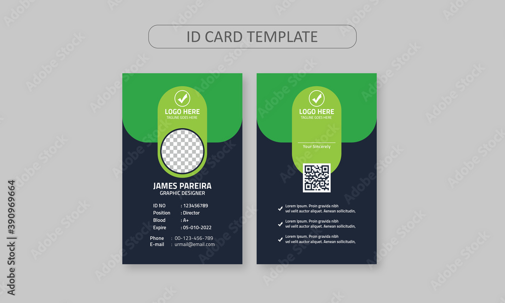 Stylish Employee ID Card Design Template Stock Vector | Adobe Stock