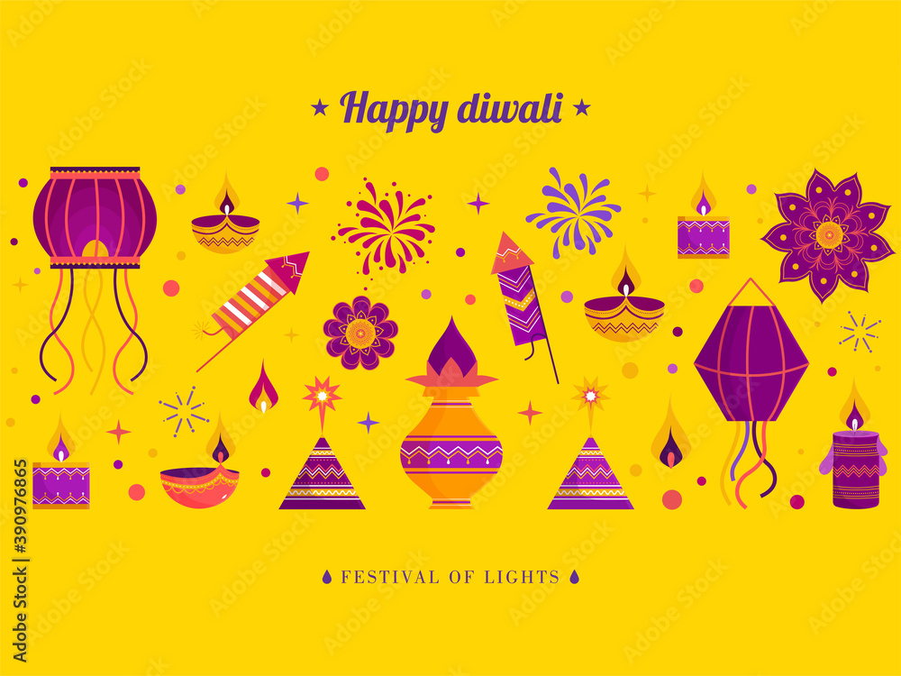 Beautiful doodle elements for celebration of indian festival Happy ...