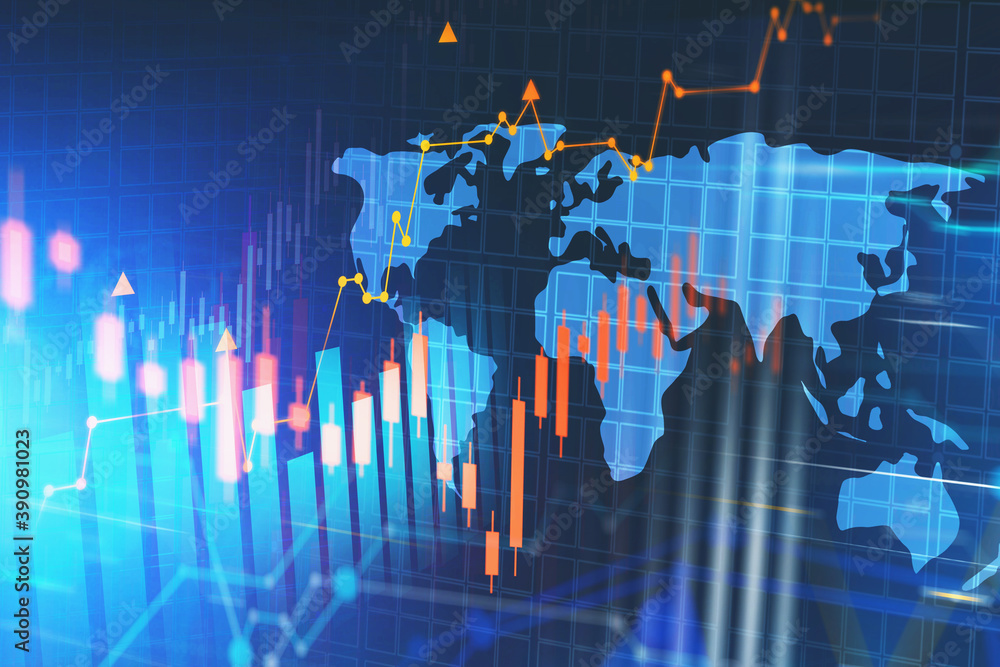 Graph and world map background Stock Photo | Adobe Stock