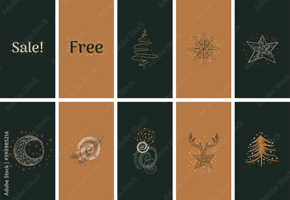 Winter Social Media cover Layout. Vector set of christmas template in ...