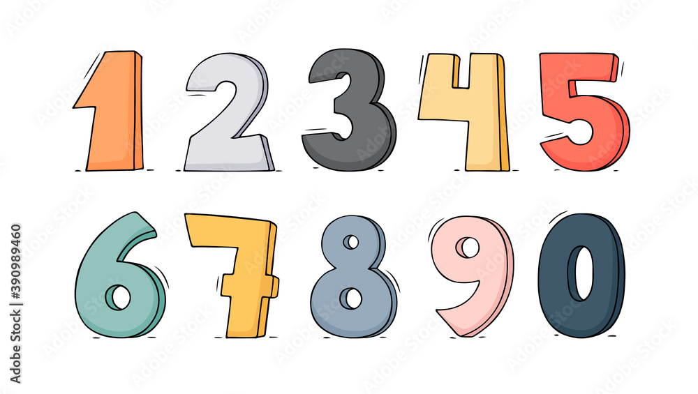 Cartoon set with different numbers. Stock Vector | Adobe Stock