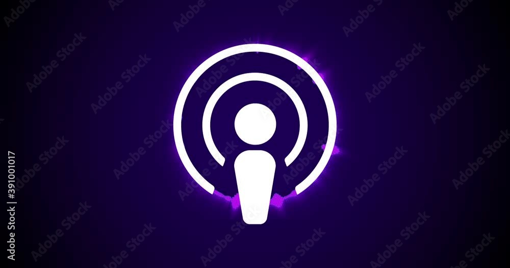 Podcast Streaming symbol logo concept. Bright waves of equalizer play ...