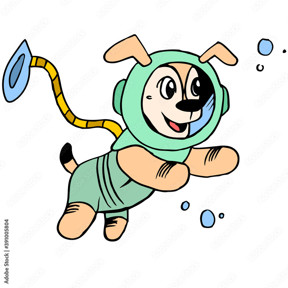 dogs dive into the sea using diving equipment Stock Vector | Adobe Stock