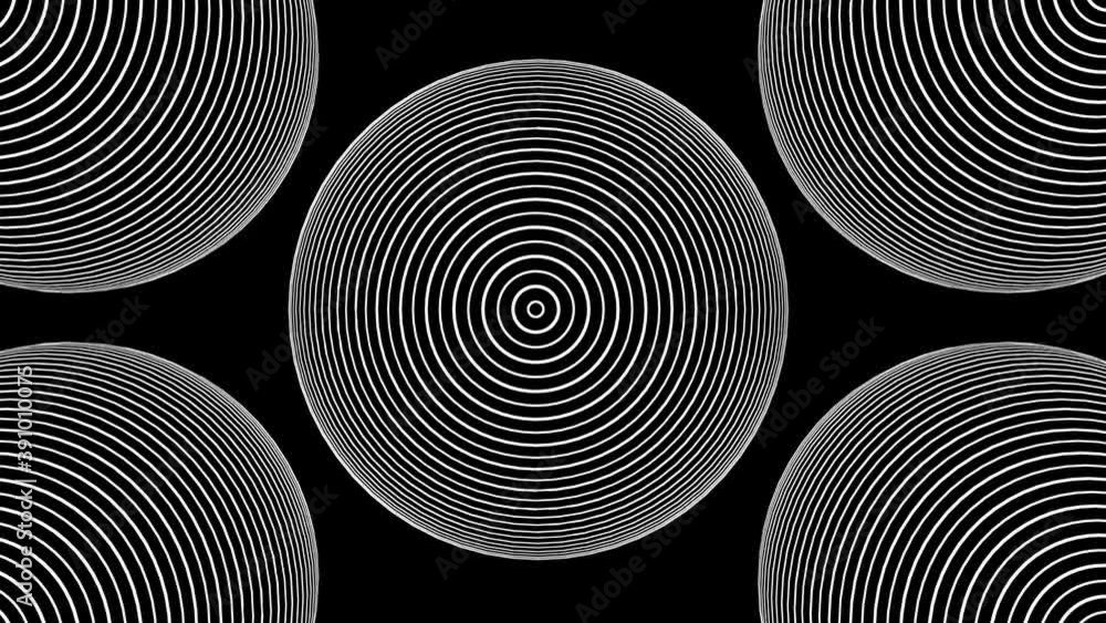 Optical illusion black and white seamless looping hypnotic circles ...