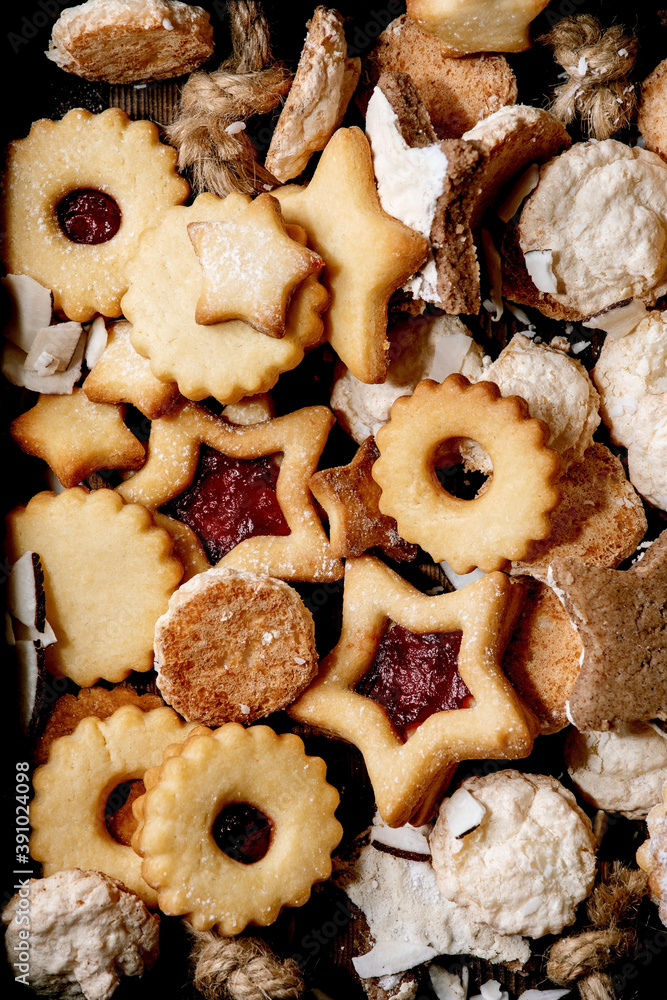 Homemade shortbread biscuits cookies collection different shapes ...