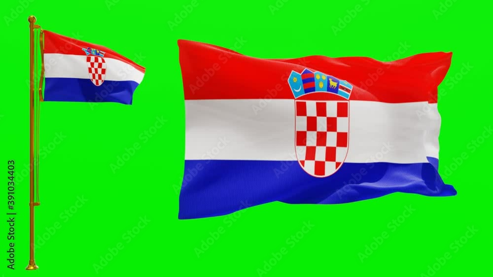 Flags of Croatia with Green Screen Chroma Key High Quality 4K UHD 60FPS ...