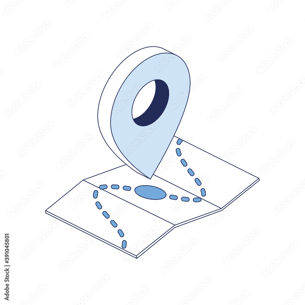 Pin map. Vector 3d line isometric, color web icons, new flat style ...