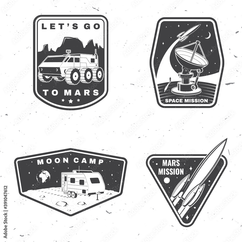 Set Of Space Mission Logo Badge Patch Vector Concept For Shirt set-of-space-mission-logo-badge-patch-vector-concept-for-shirt