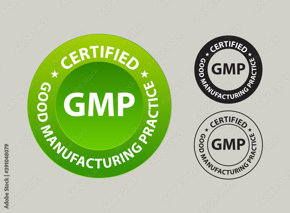 good manufacturing practice, GMP certified. vector illustration, green ...