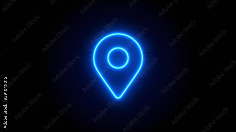 Map Marker neon sign appear in center and disappear after some time ...