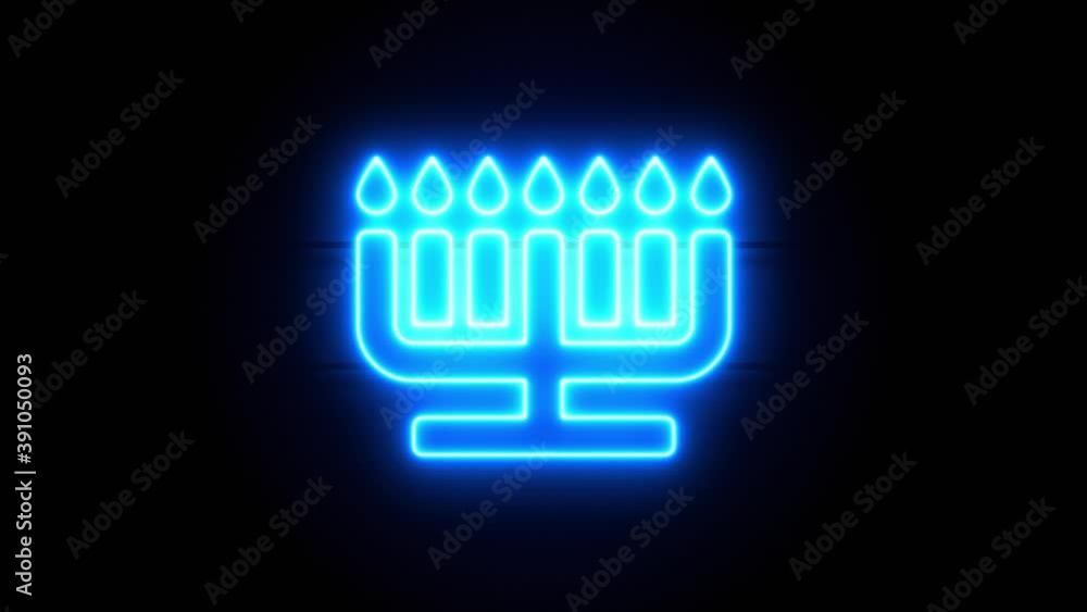Menorah neon sign appear in center and disappear after some time ...