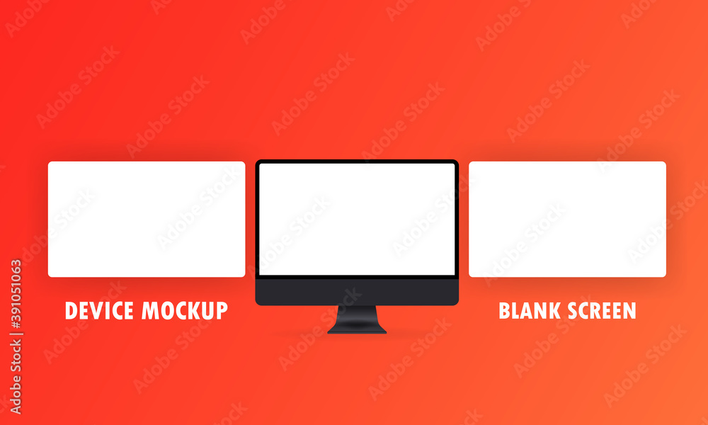 Computer monitor with an empty screen. Monitor mockup with blank frame ...