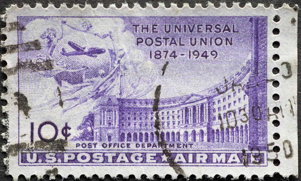 USA - Circa 1949 : a postage stamp printed in the US showing the Post ...