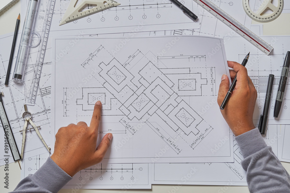 Architect engineer contractor design working drawing sketch plan ...