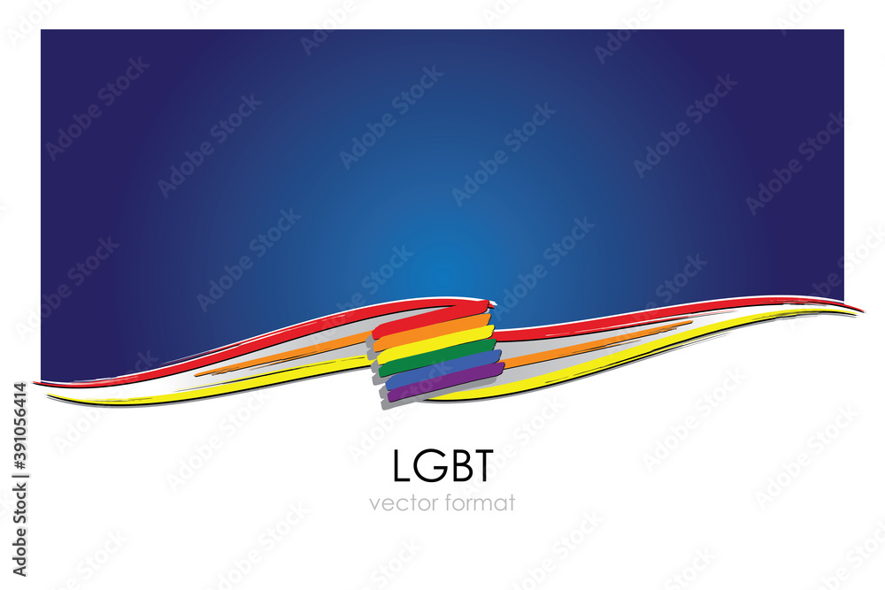 LGBT Flag with colored hand drawn lines in Vector Format. A six-band ...