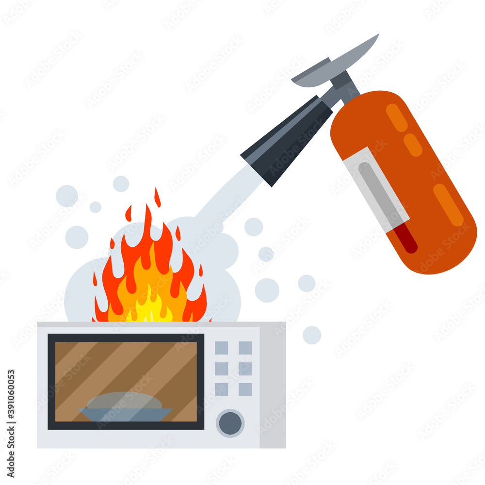 Fire fighting. Job of a firefighter. Flat cartoon illustration. Red ...