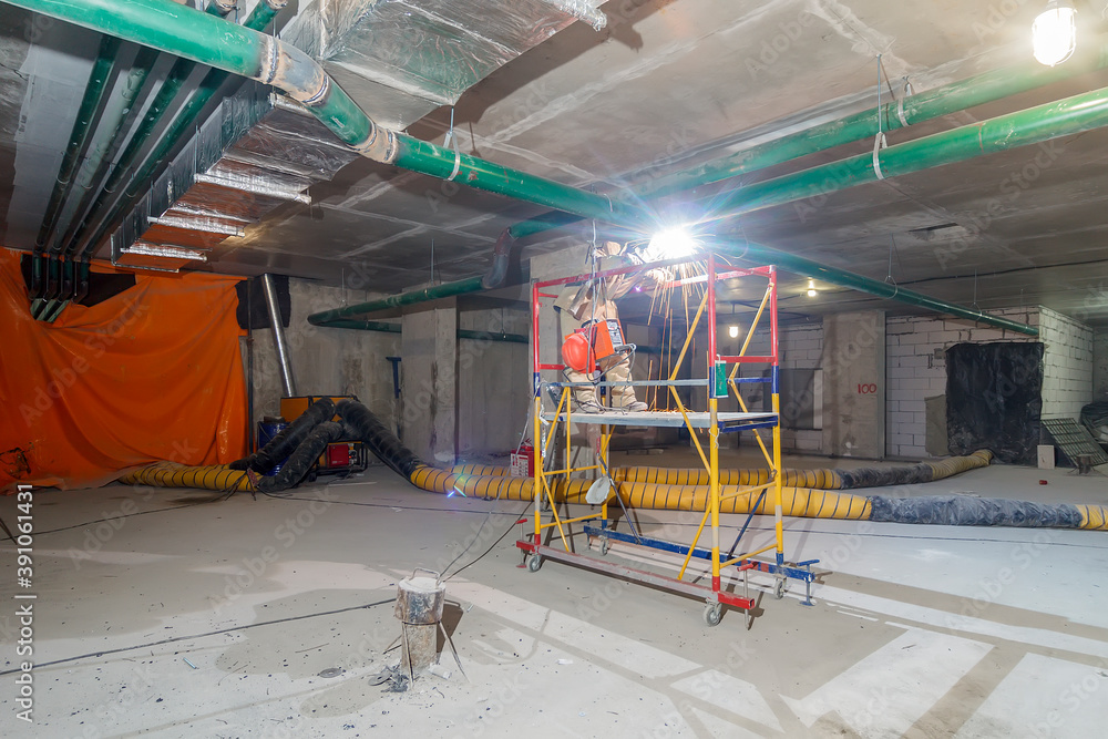 Installation, welding and installation of pipes and ventilation ducts ...