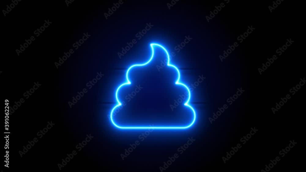 Poop neon sign appear in center and disappear after some time. Animated ...