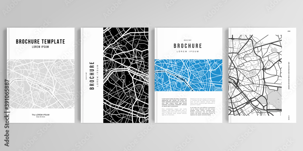 Realistic vector layouts of cover mockup design templates in A4 format ...