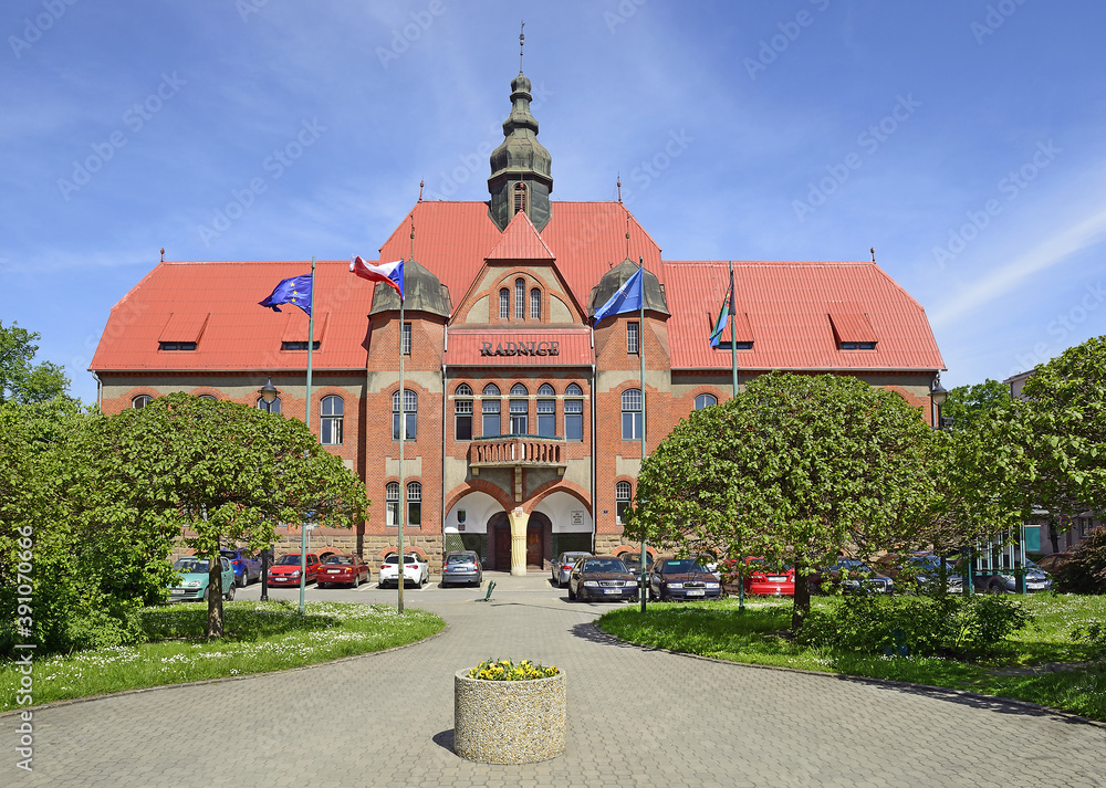 Vitkovice City Hall on May 12, 2015. The English-style brick ...