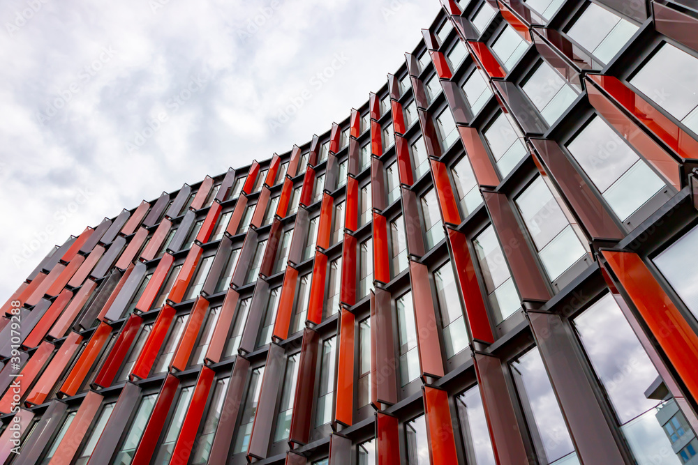 Cologne, NRW, Germany, 09 06 2020, perspective view on the facade of an ...