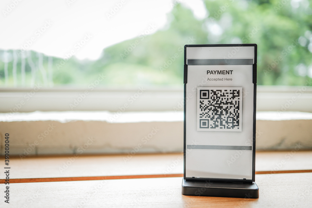 E wallet Qr code payment. Woman scanning QR code online shopping ...