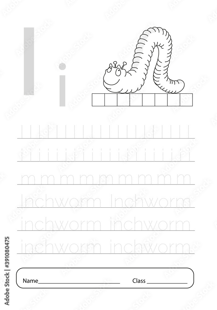 Writing practice letter I printable worksheet for preschool.Exercises ...