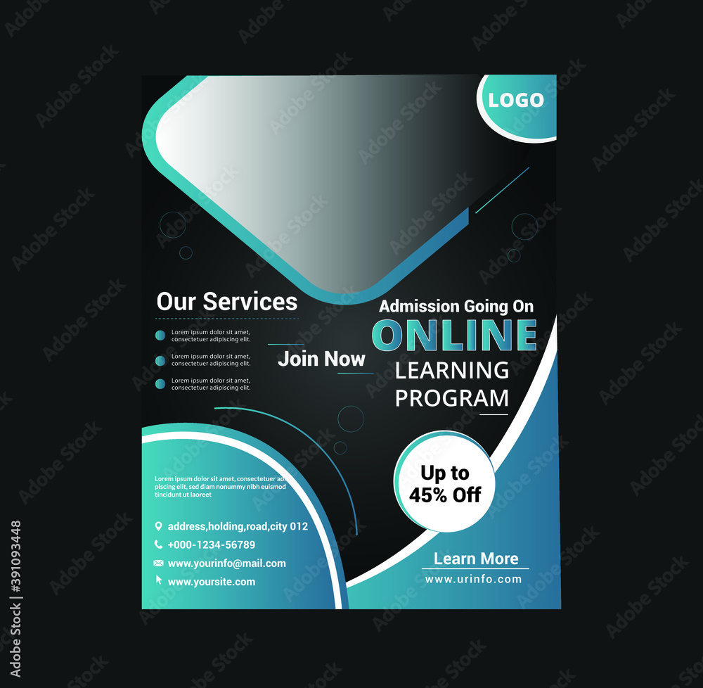 online learning flyer template design,vector,illustration,print,layout ...