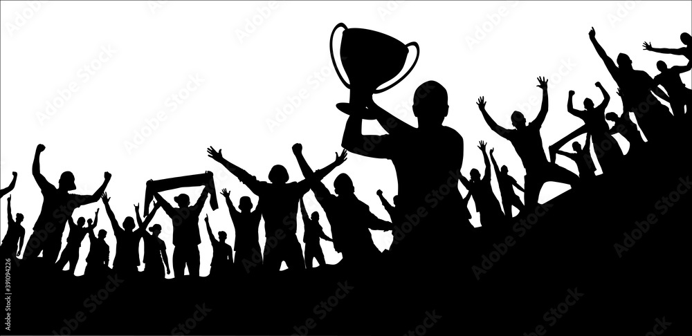 Football poster with the winning football team with the Cup in their ...