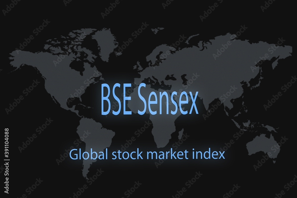 BSE Sensex Global stock market index. With a dark background and a ...