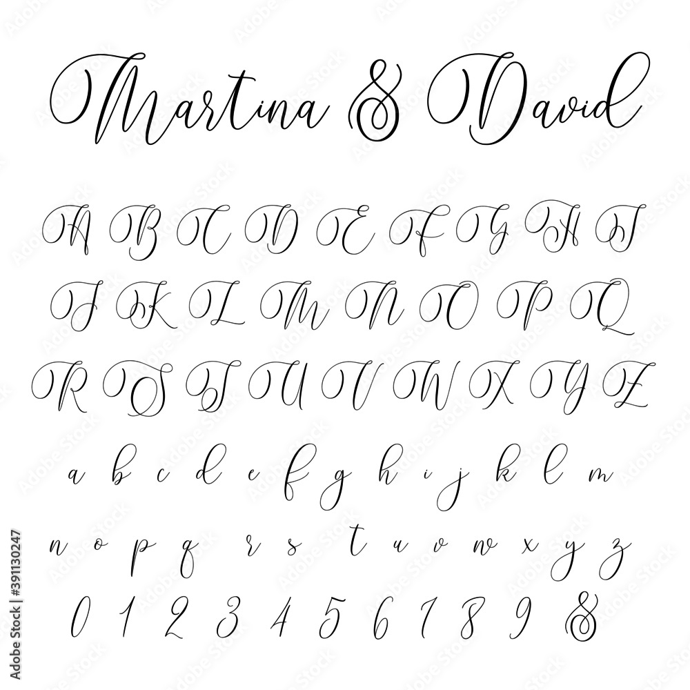 Wedding Script Cursive Vector Font Stock Vector | Adobe Stock