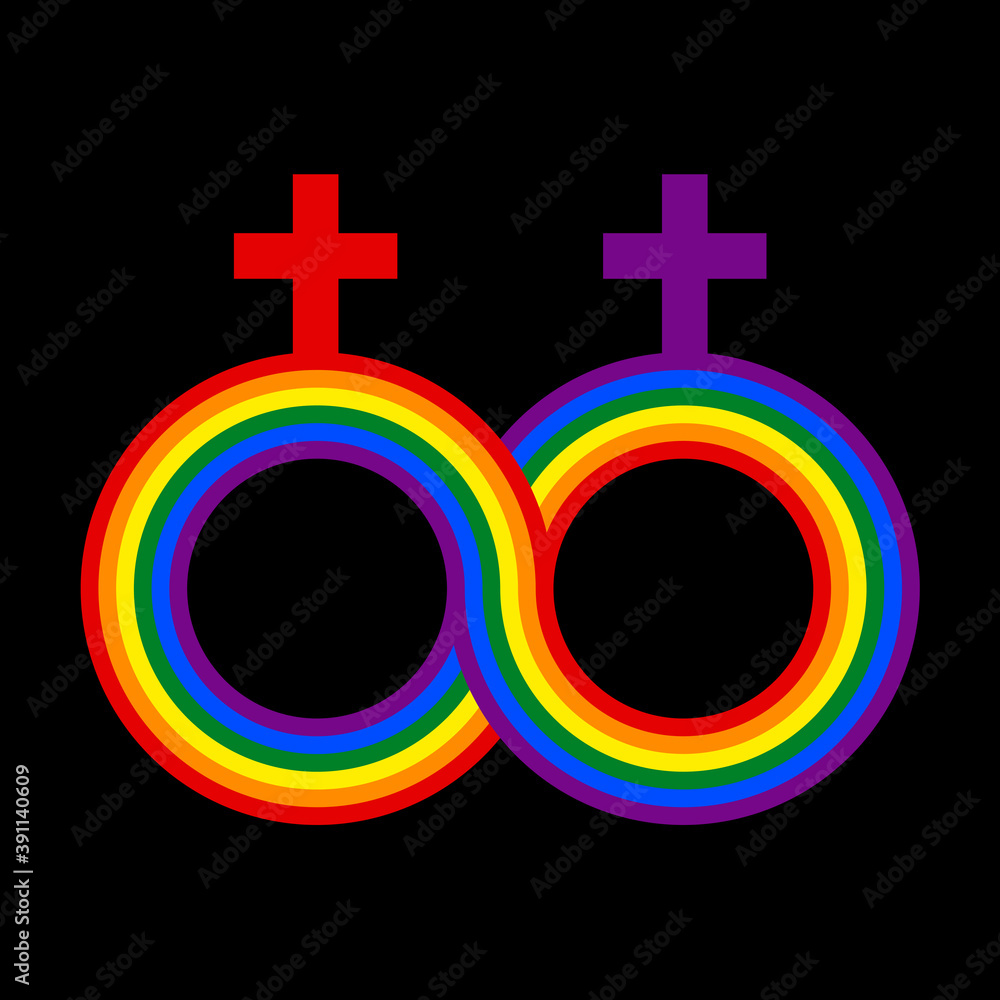 Lgbt Transgender Limitless Lesbian Symbol Pride Freedom In Rainbow Colors Vector Venus Sign