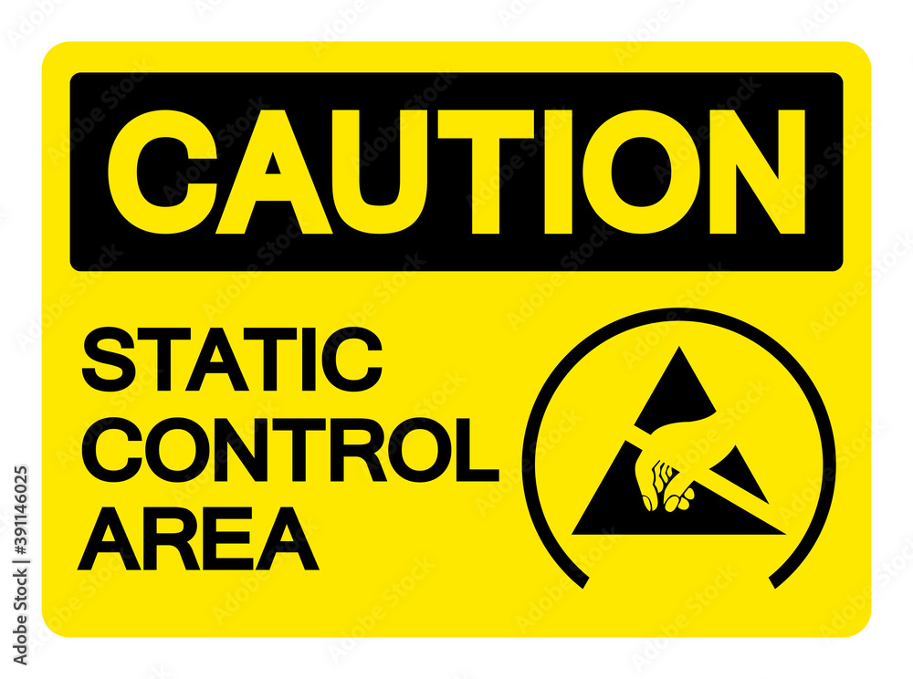 Caution Static Control Area Symbol Sign, Vector Illustration, Isolated ...