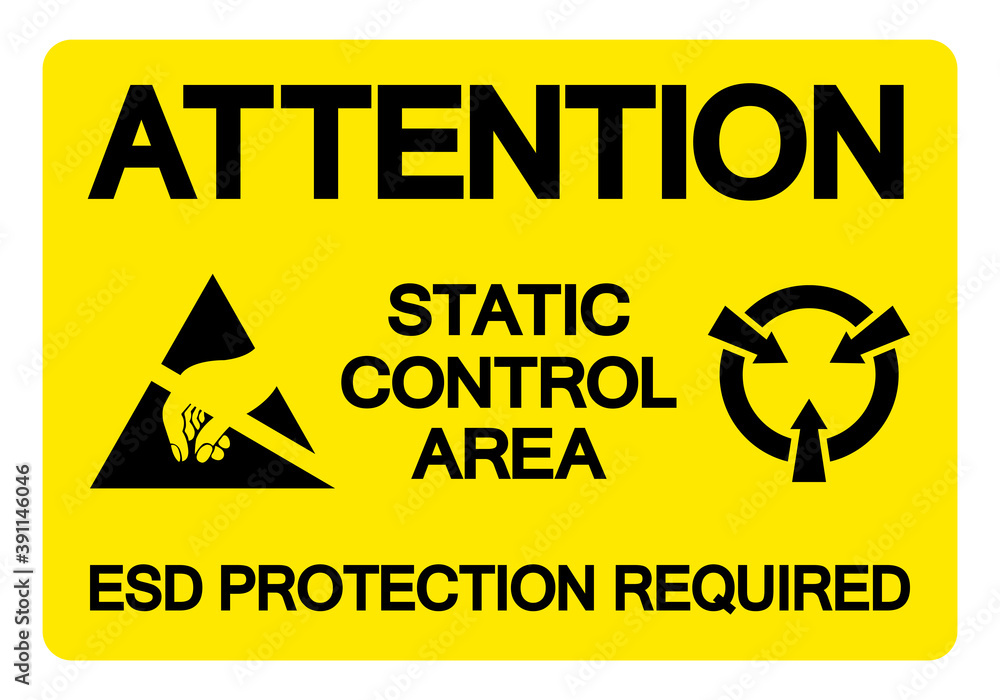 Caution Static Control Area ESD Protection Required Symbol Sign, Vector ...