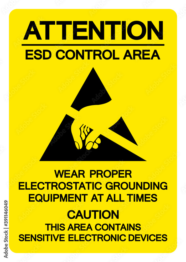 Attention ESD Control Area Symbol Sign, Vector Illustration, Isolated ...