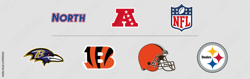 NFL American Football Conference North Division logos. Vector ...