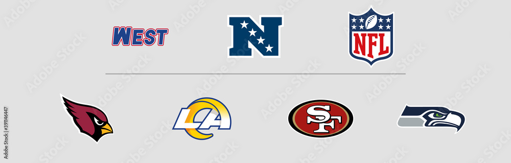 NFL National Football Conference West Division logos. Vector ...