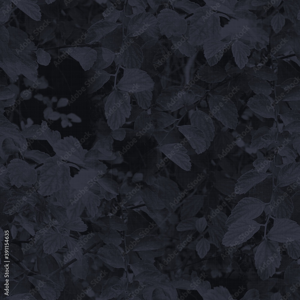 Dark moody almost black leaf seamless pattern. High quality ...