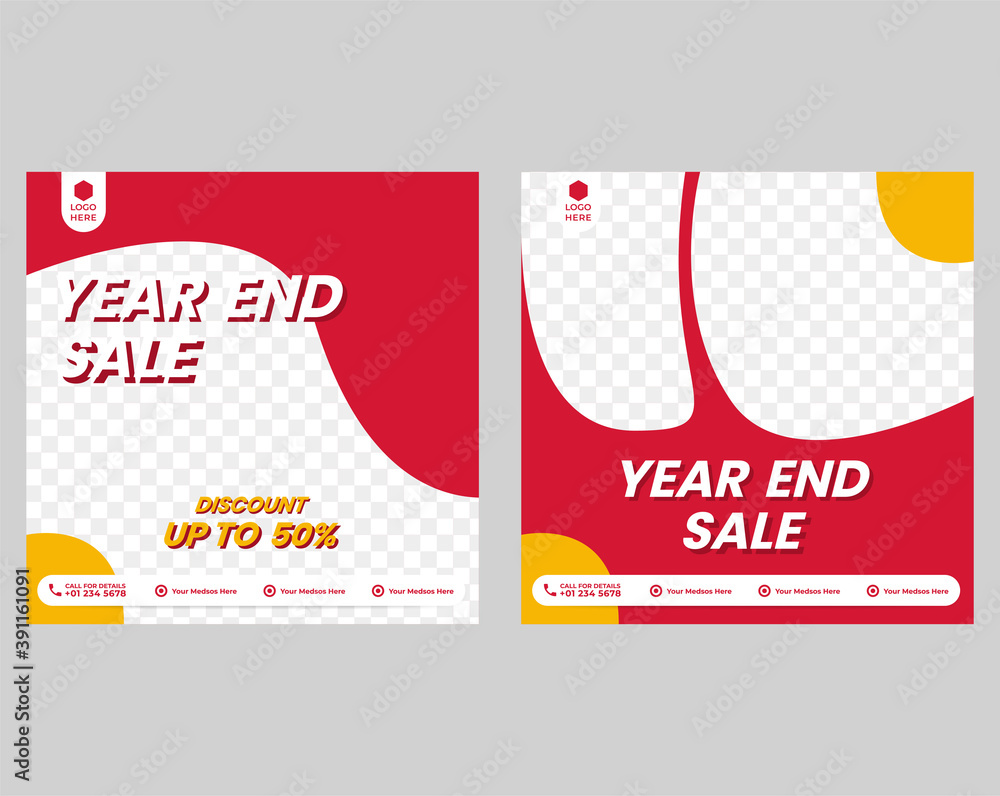 Year end sale social media template. Set social media template design ...