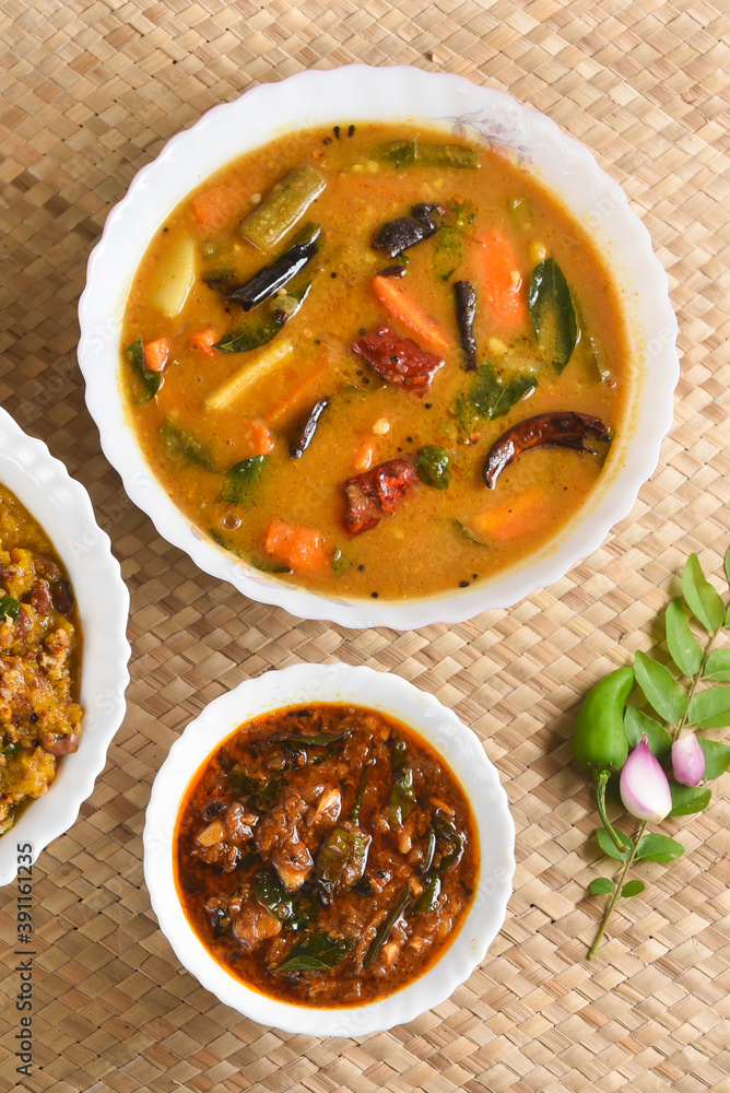 Kerala food for Onam festival special curry Sambar , Erissery , puli ...