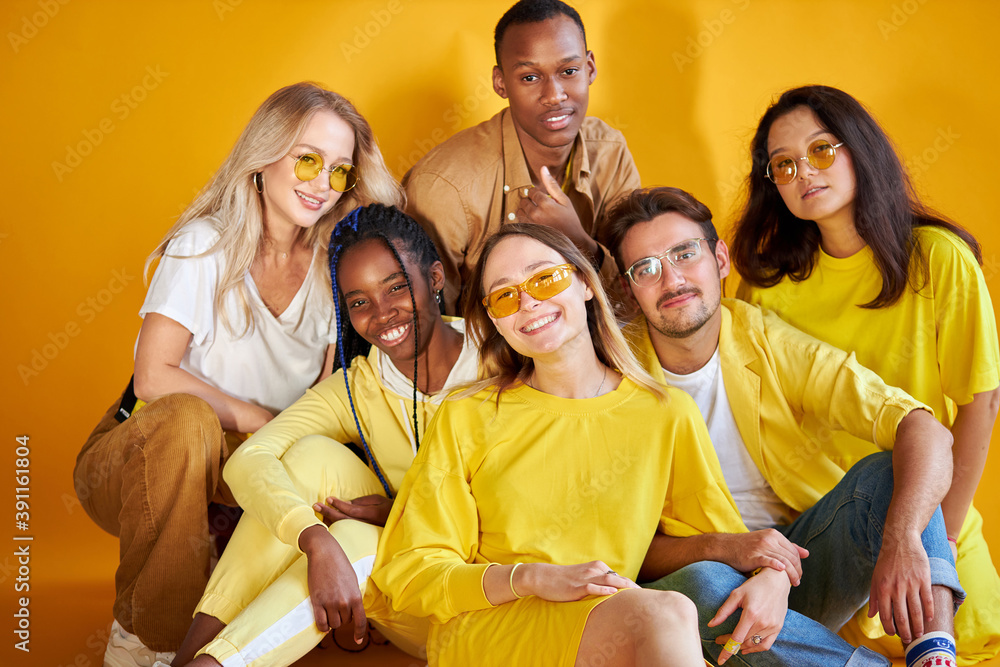 portrait of open-minded people of different nationalities having fun ...