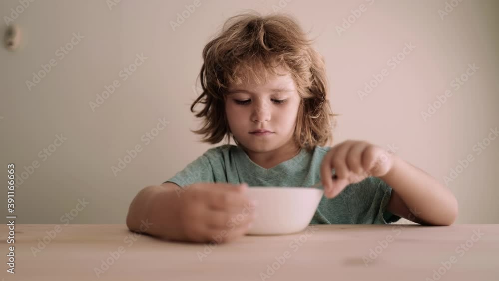 Cute little boy doesnt want to eat. Child does not want to eat food ...